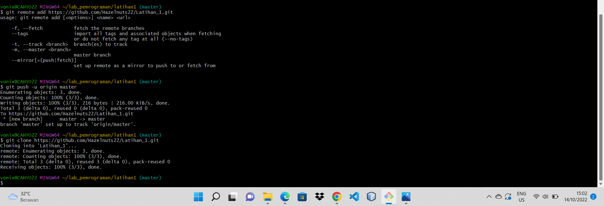 GitHub - syifaaurellia/latihan1