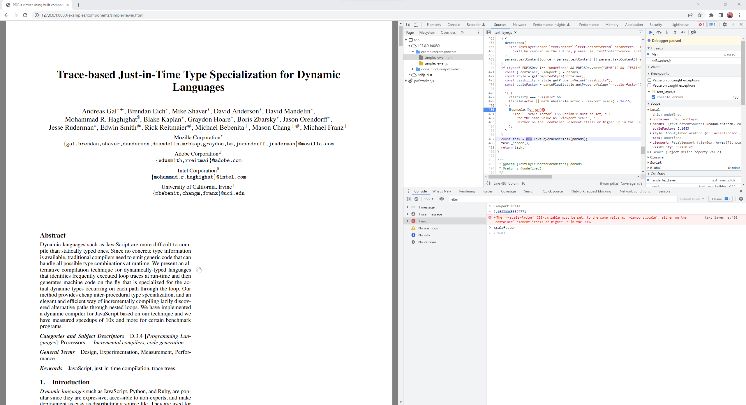 chrome and error message The `--scale-factor` CSS-variable must be set, to the same value as ...