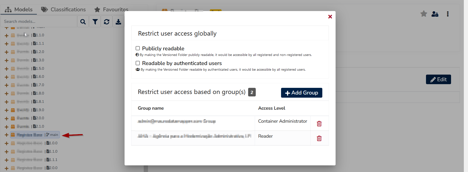 Creation of a new version does not copy finalized model "User & Group ...
