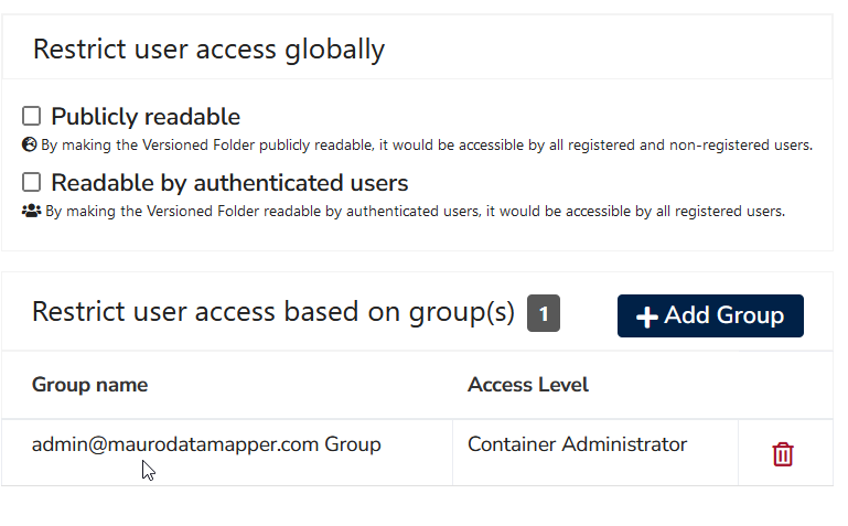 Creation of a new version does not copy finalized model "User & Group Access" information ...