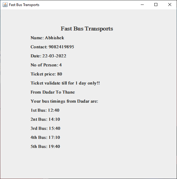 Github Abhishek Epili Bus Ticket Booking Project Here Is A Bus Transport Project In Java