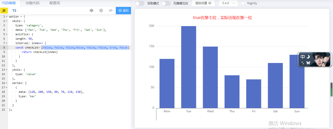 [Bug] axisTick中的interval控制刻度线的显隐异常 · Issue #17773 · apache/echarts · GitHub