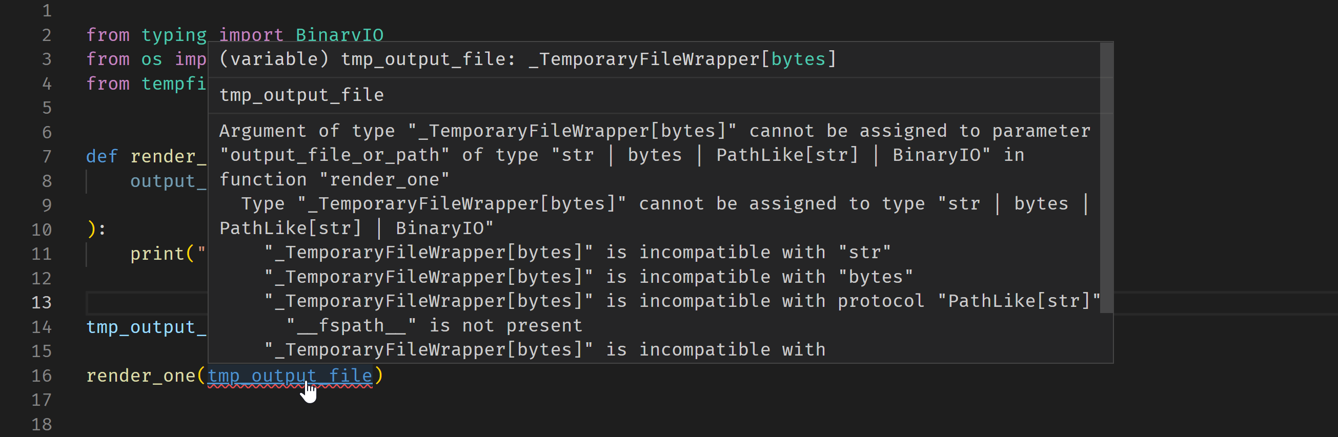 `NamedTemporaryFile` is incompatible with anything · Issue #3539 · microsoft/pyright · GitHub