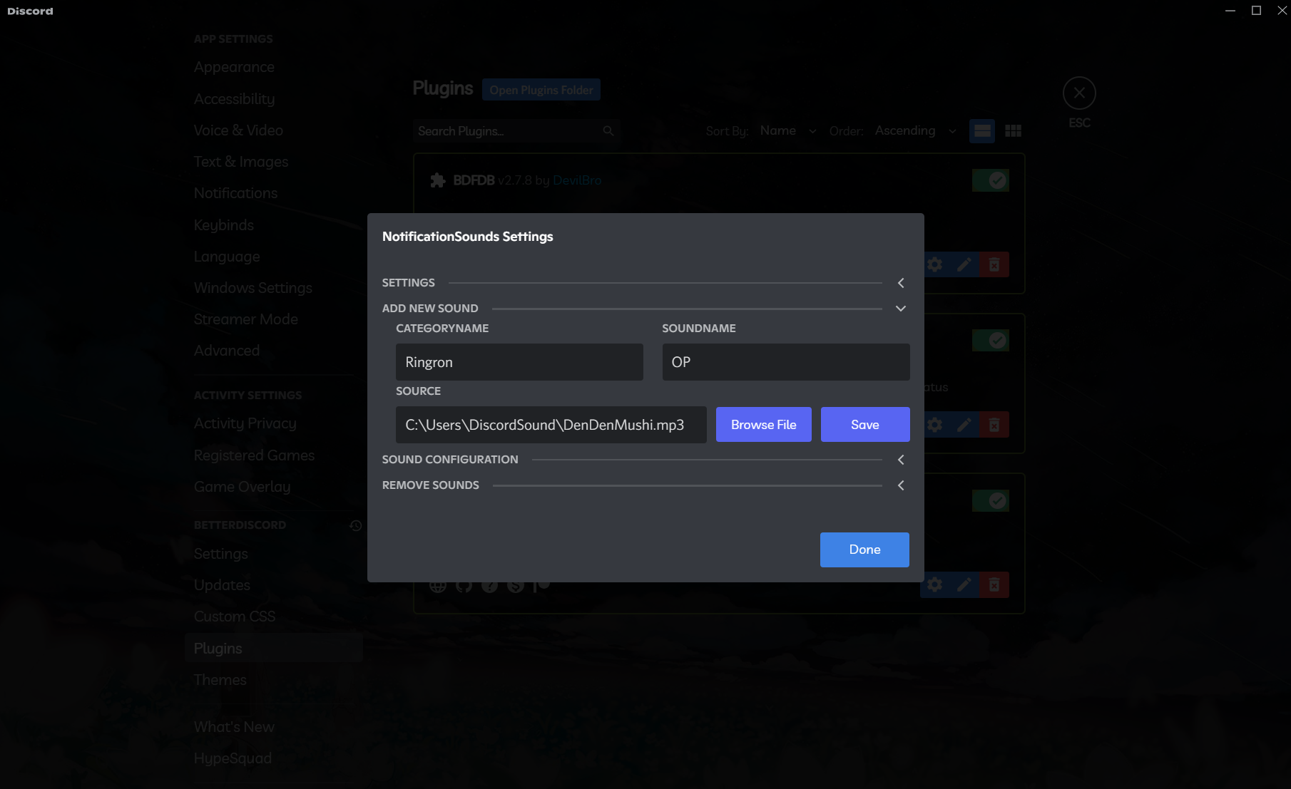 [BUG] - PLUGIN/Notification Sounds · Issue #1887 · mwittrien/BetterDiscordAddons · GitHub