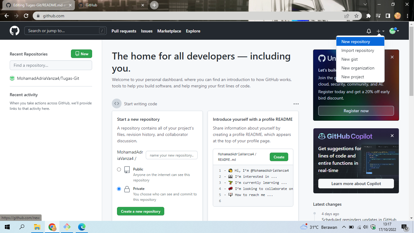 GitHub - MohamadAdriaVanza4/Tugas-Git