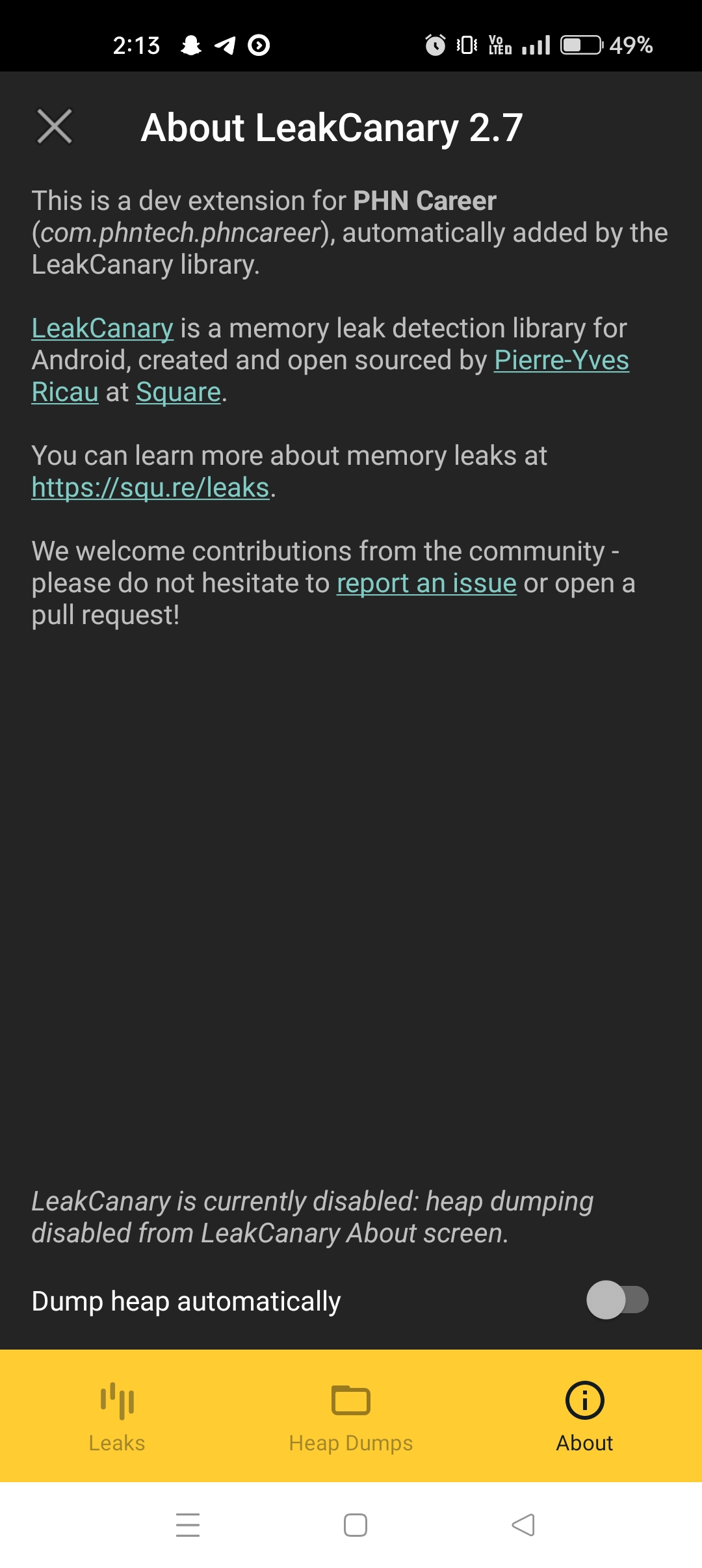Heap Is Visible · Issue 2506 · Squareleakcanary · Github