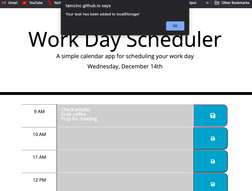 GitHub - TamzinC/work-day-scheduler
