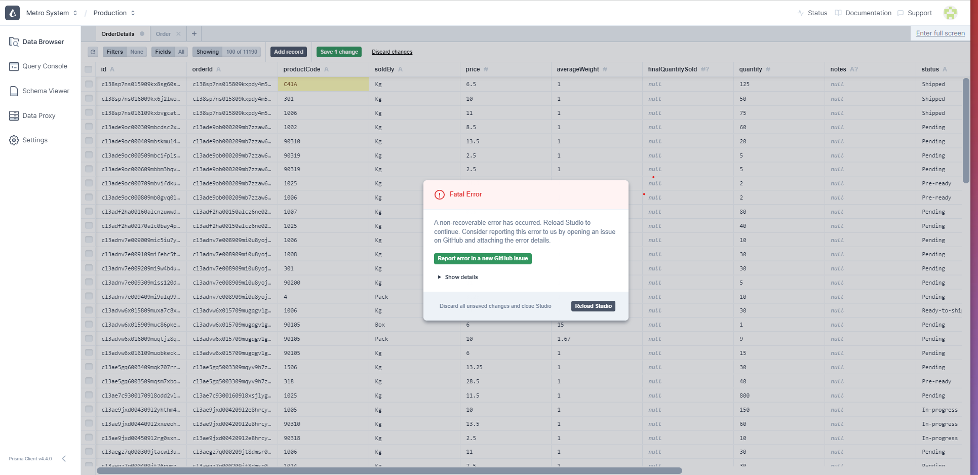 Fatal Error Issue · Issue #1043 · prisma/studio · GitHub