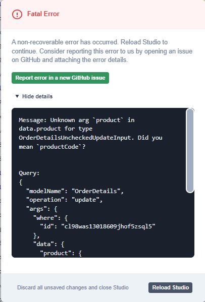 Fatal Error Issue · Issue #1043 · prisma/studio · GitHub