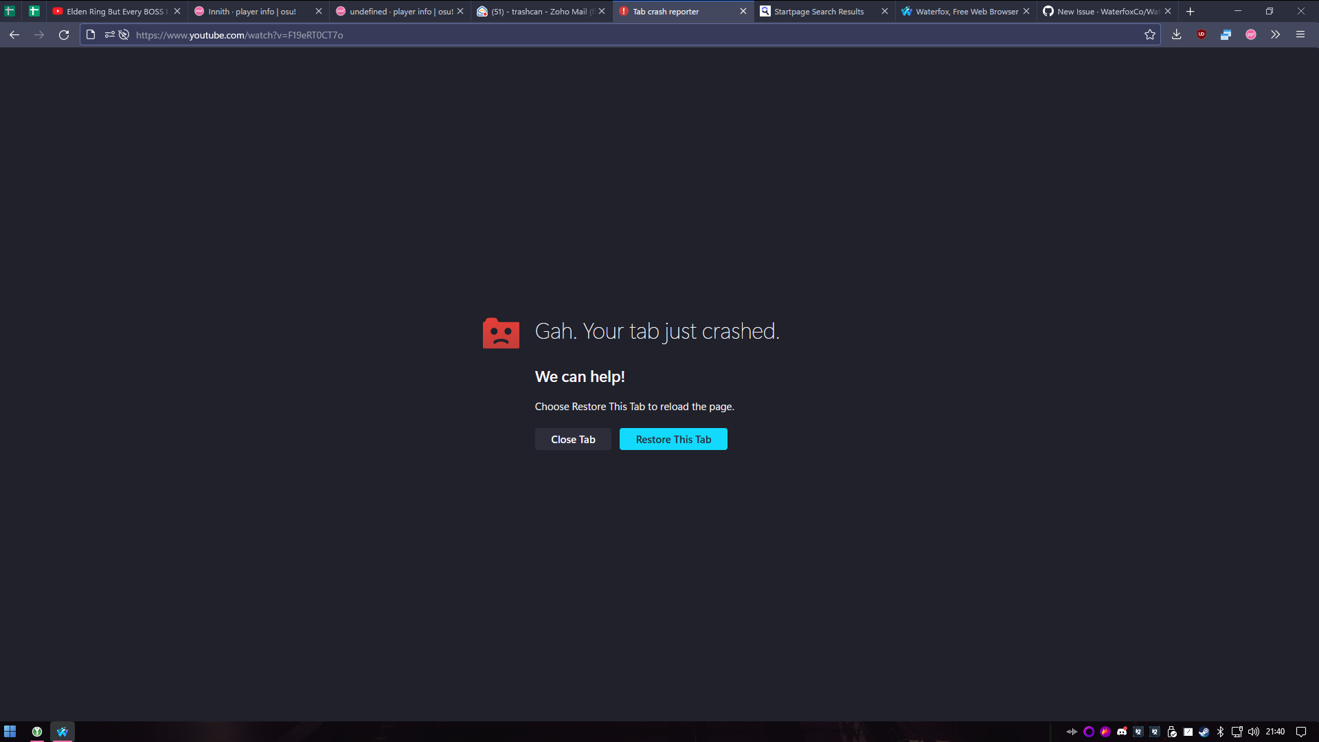 very frequent tab crashes on g5.0.1 · Issue #2864 · BrowserWorks/Waterfox · GitHub