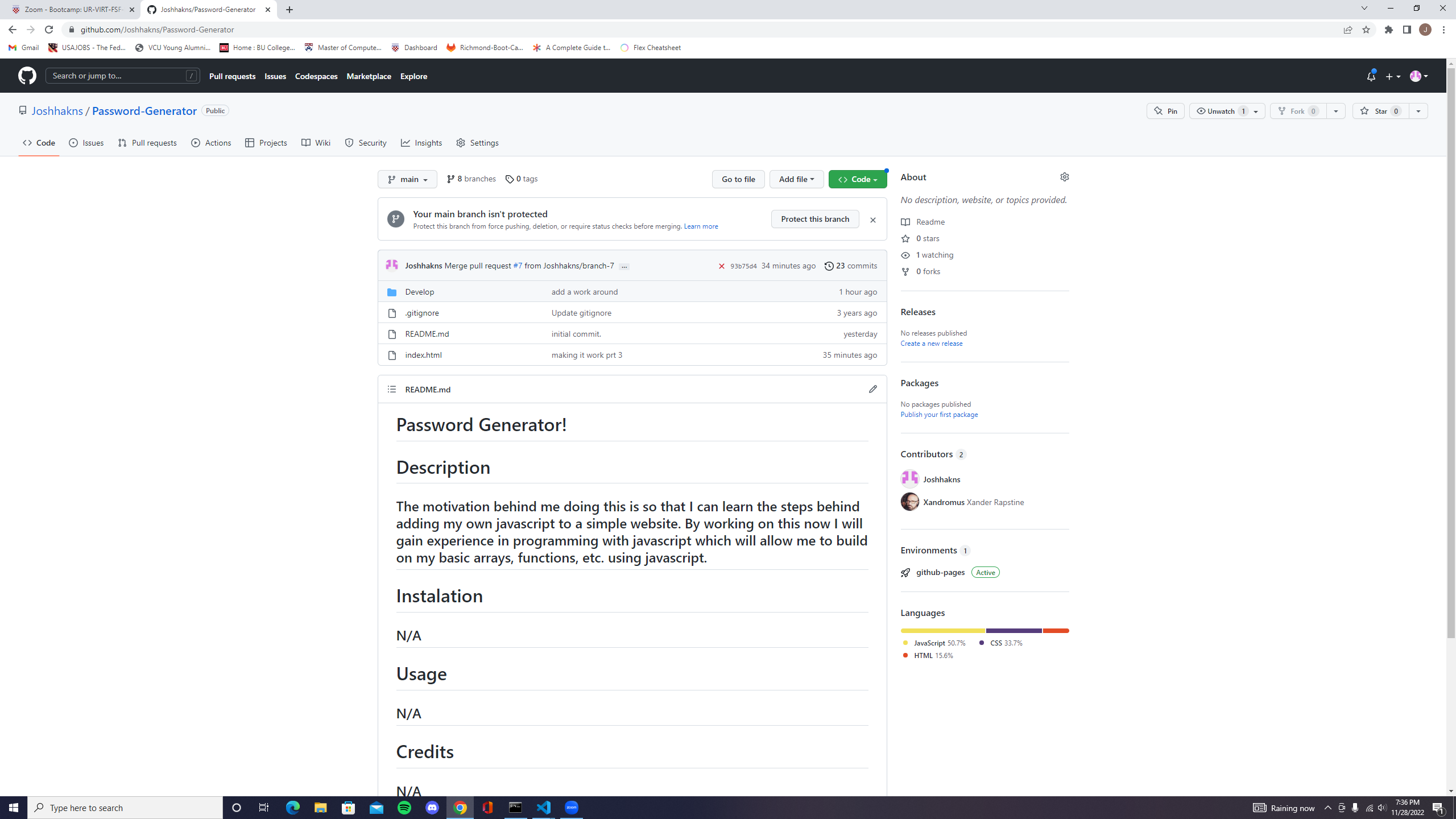 Github Joshhakns Password Generator