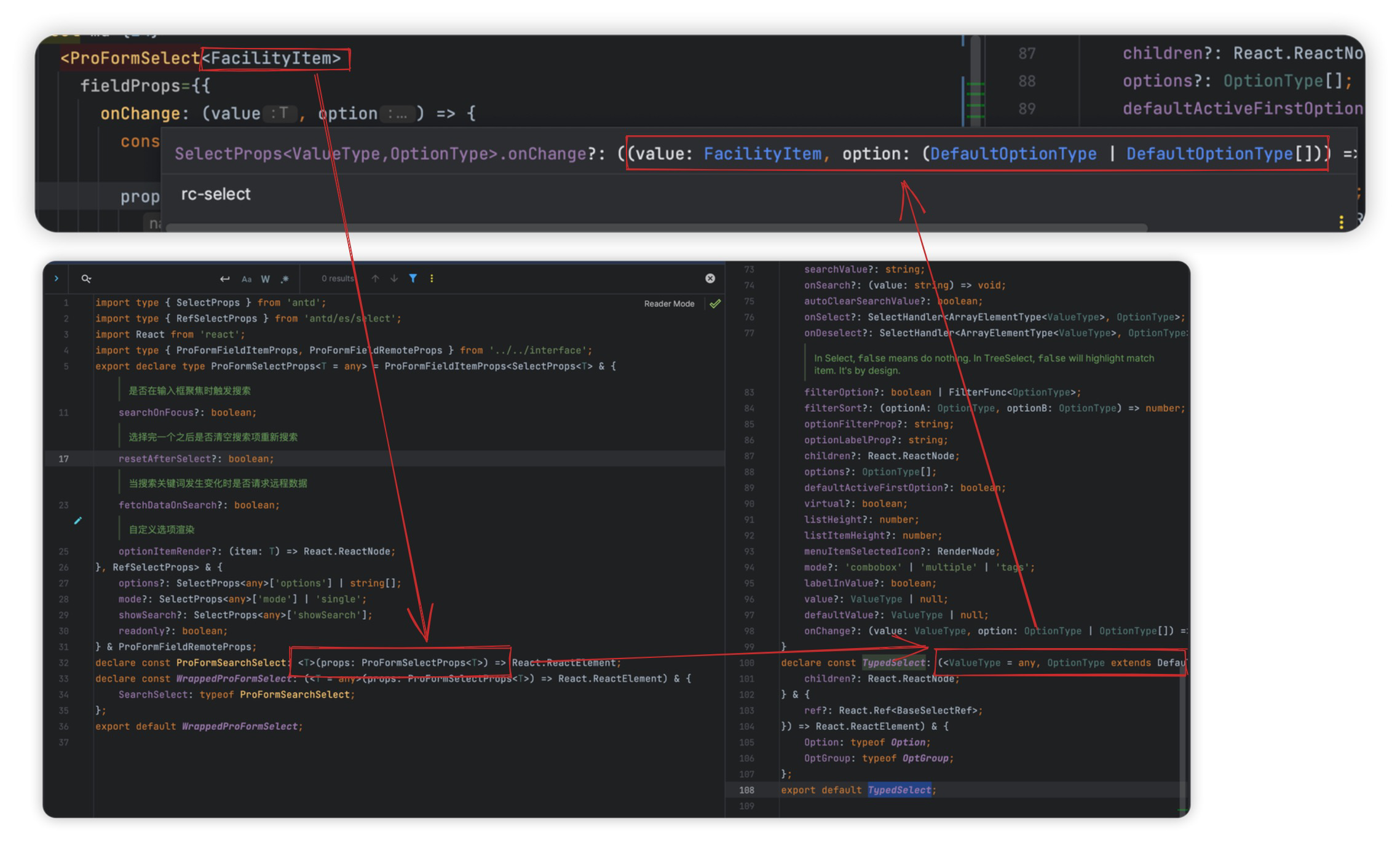 🧐[问题]ProFormSelect 的选中回调函数onChange: (value , option) = void, options类型无法推断 · Issue #6227 · ant ...