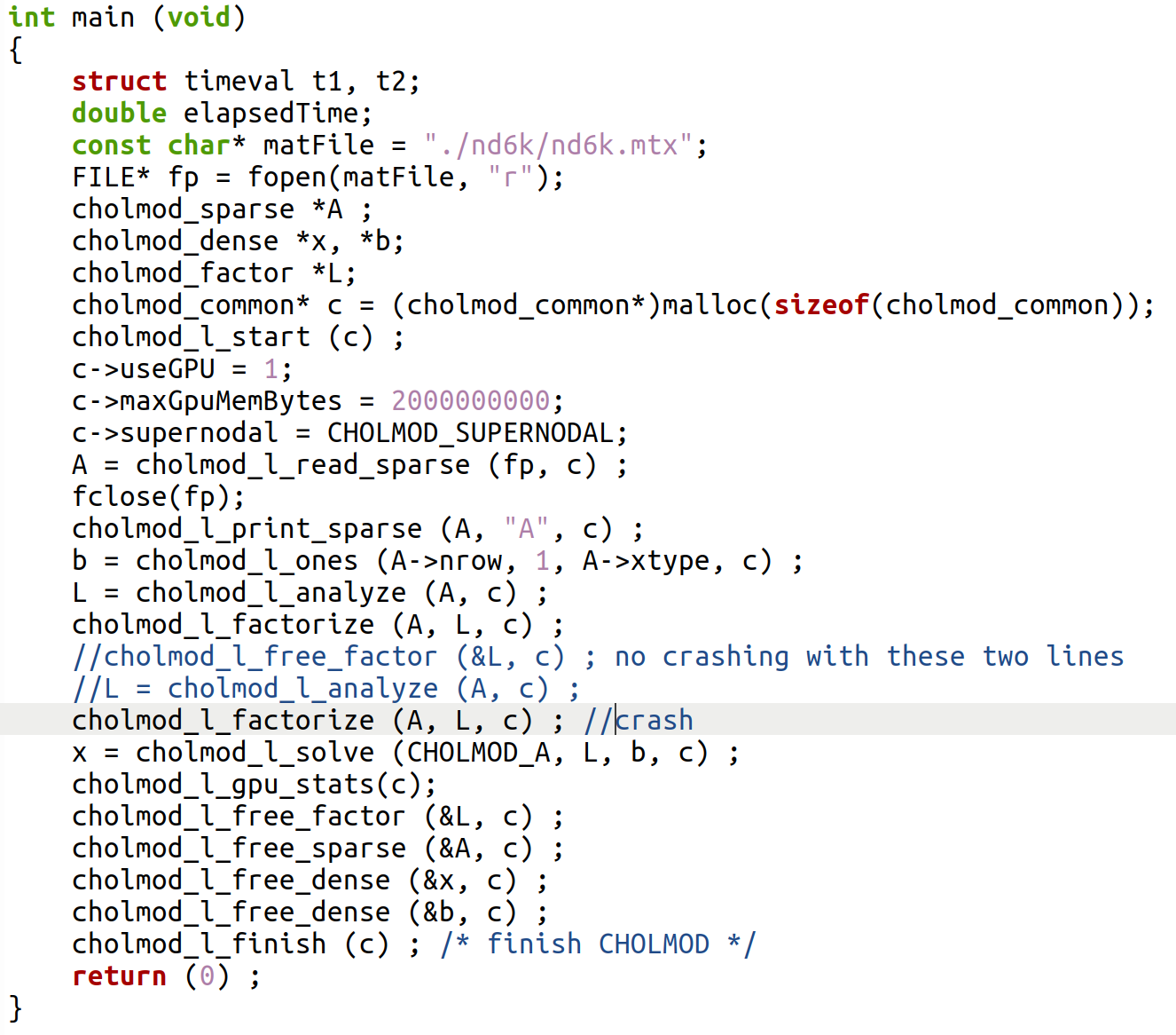 Calling Cholmodlfactorize Twice Generates Cublas Error · Issue 141 · Drtimothyaldendavis