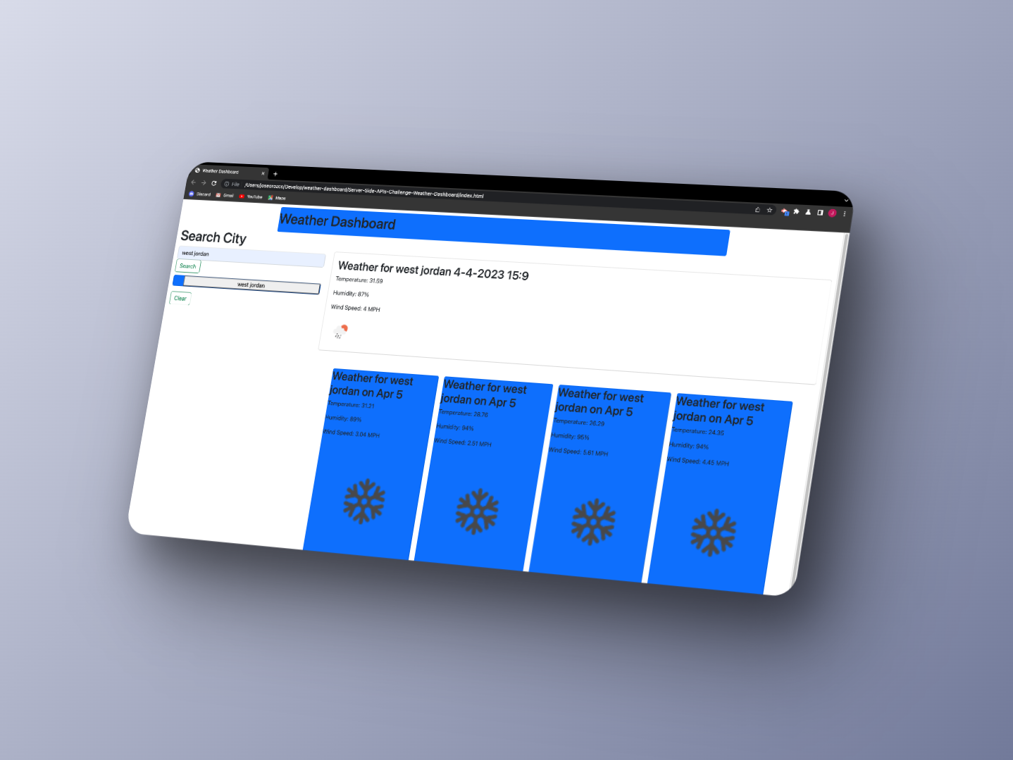 GitHub - itsnotjose/Weather-Dashboard