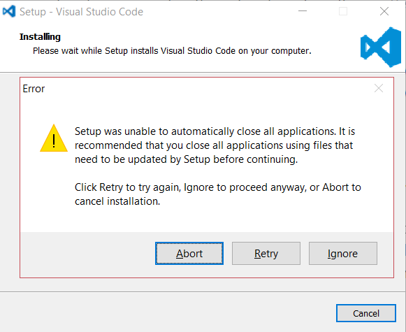 Installer Not Using Windows Restart Manager · Issue 31129 · Microsoftvscode · Github