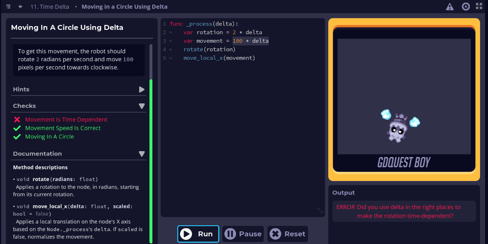 Lesson 11 "Moving in a Circle Using Delta" not passing check if you use variables · Issue #541 ...