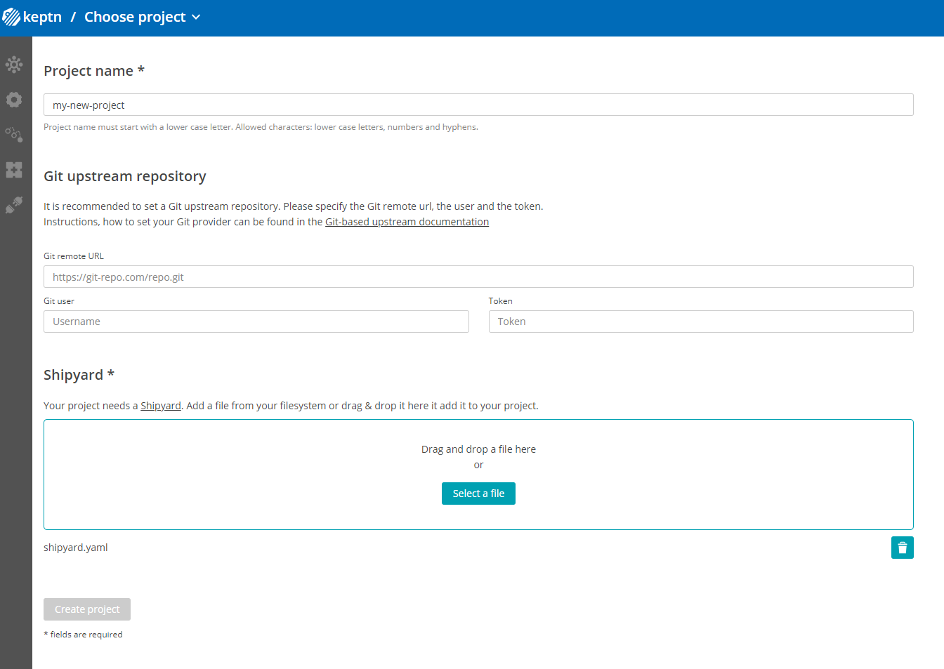"Create project" button is disabled if git-upstream input is not changed · Issue #5070 · keptn ...