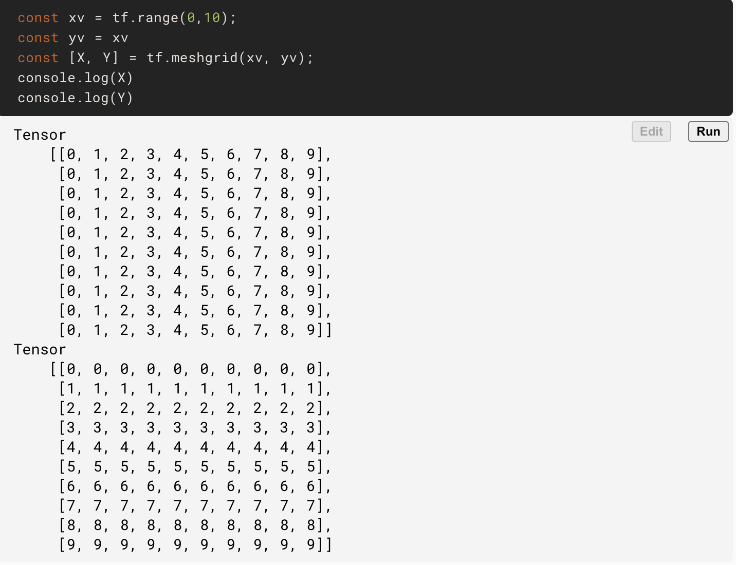 Meshgrid is not a 1D vector · Issue #7472 · tensorflow/tfjs · GitHub
