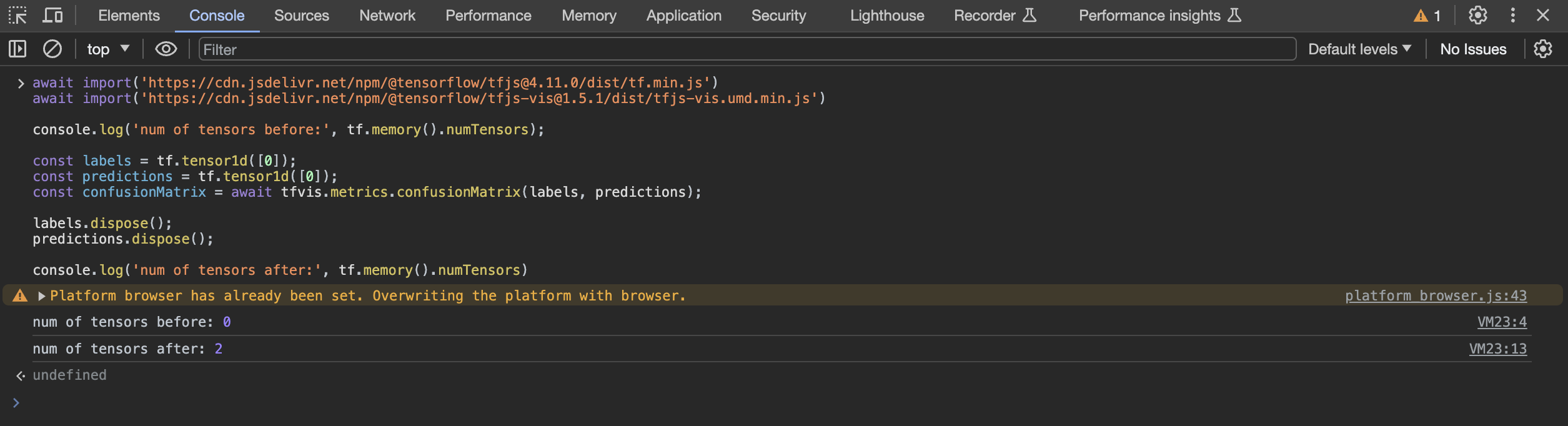 tfvis.metrics.confusionMatrix leaks tensors · Issue #7961 · tensorflow/tfjs · GitHub