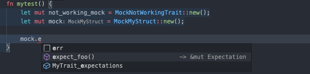 [mockall] autocomplete works partly · Issue #7988 · rust-lang/rust-analyzer · GitHub