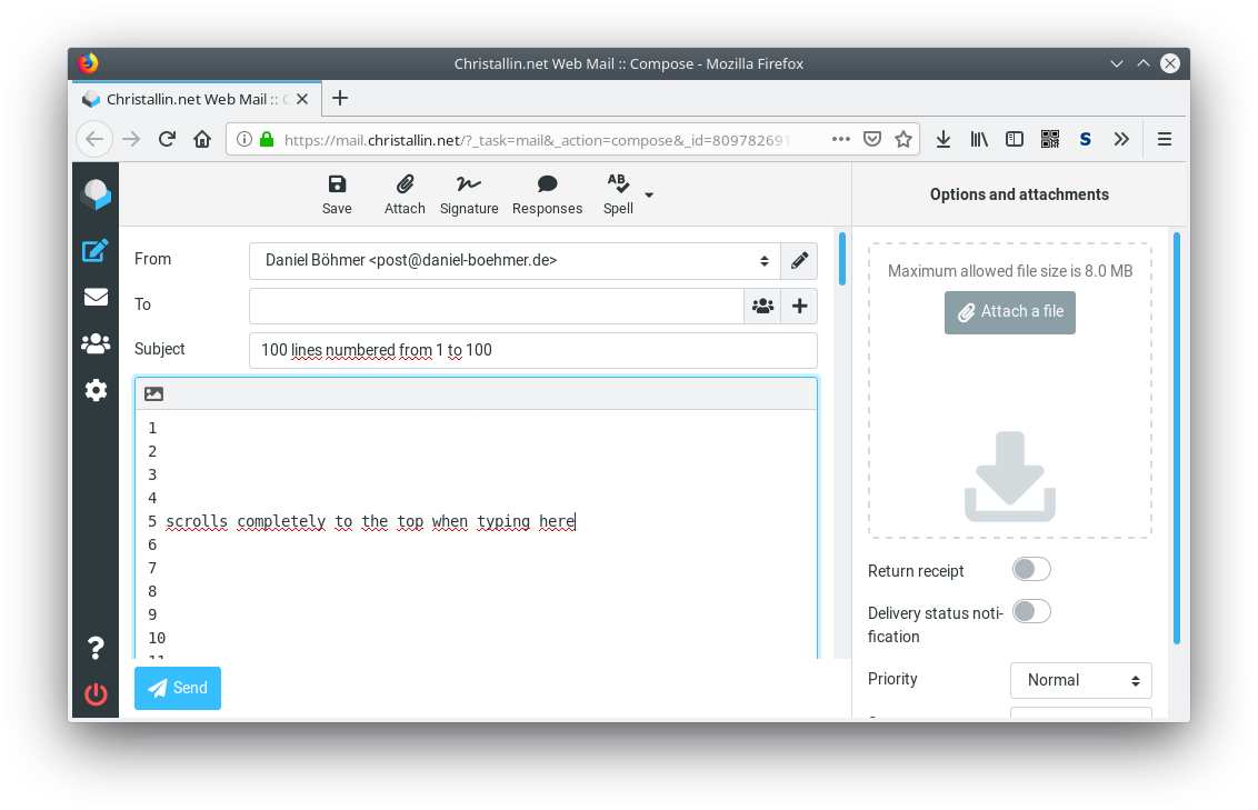 Compose window scrolls to specific position for every key press in message body textbox · Issue ...
