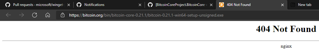 [BitcoinCoreProject.BitcoinCore version 0.21.1] 0x80190194 : Not found ...
