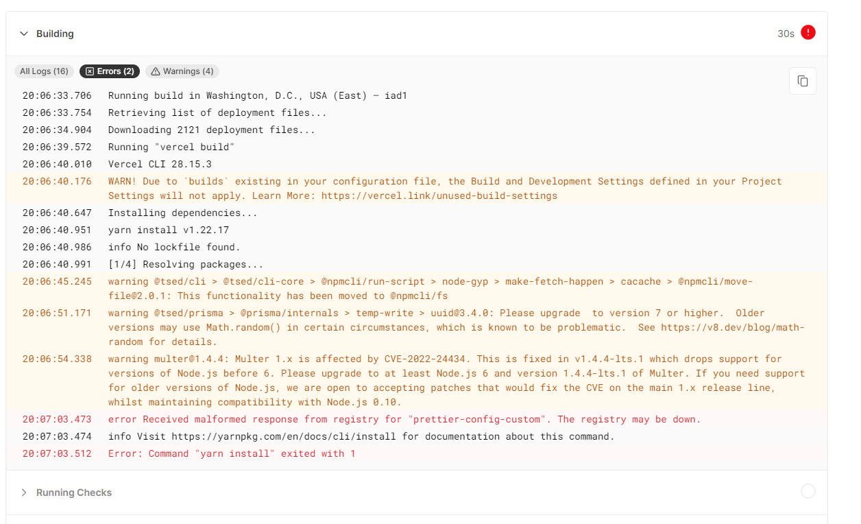 @vercel/node don't work with yarn workspaces · vercel community · Discussion #1524 · GitHub