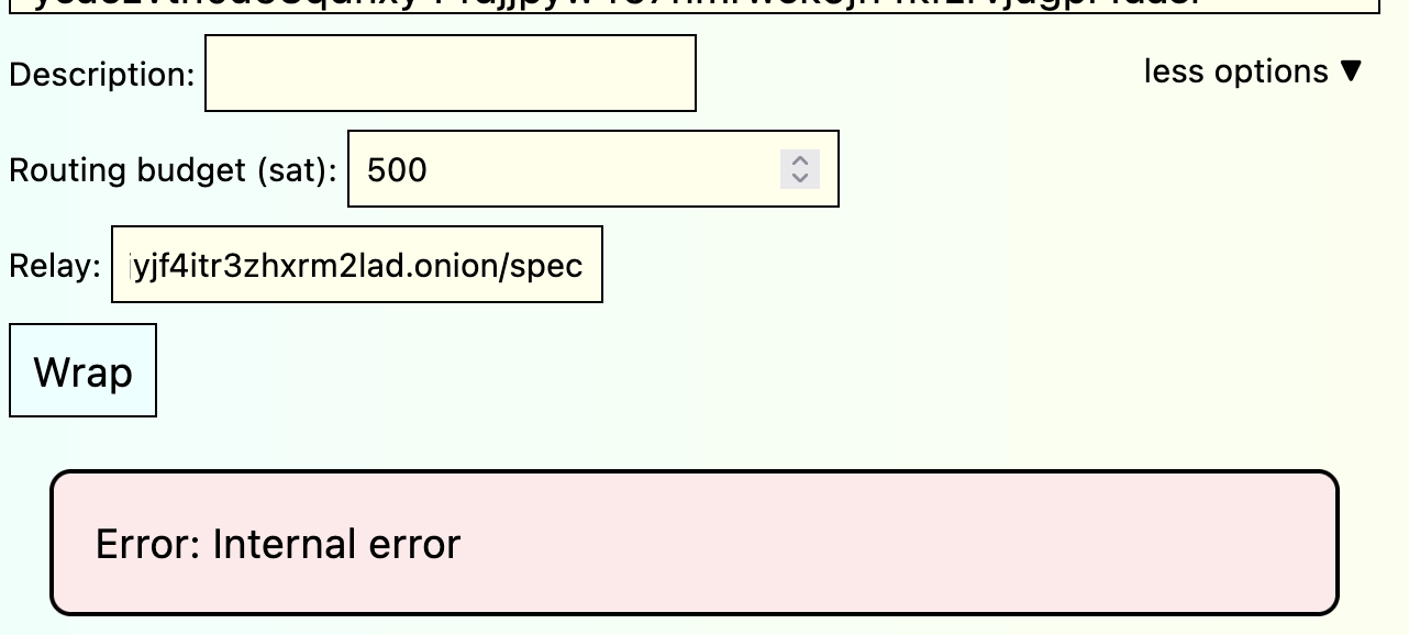Vague error when wrapping the same invoice twice · Issue #5 · lnproxy/lnproxy-webui2 · GitHub