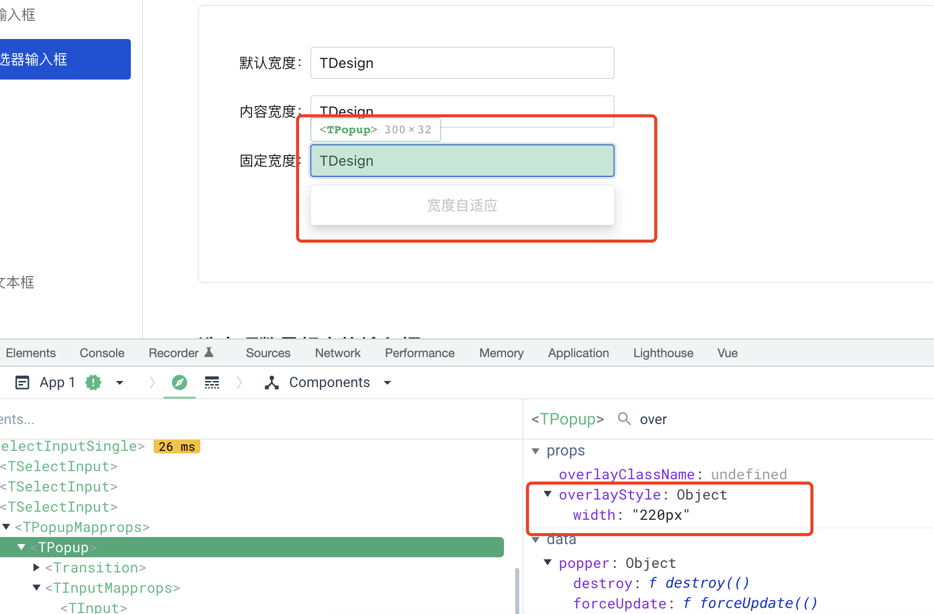 [Bug][Popup 组件] 设置 overlayStyle.width = 220px 失效 · Issue #309 · Tencent/tdesign-vue-next · GitHub