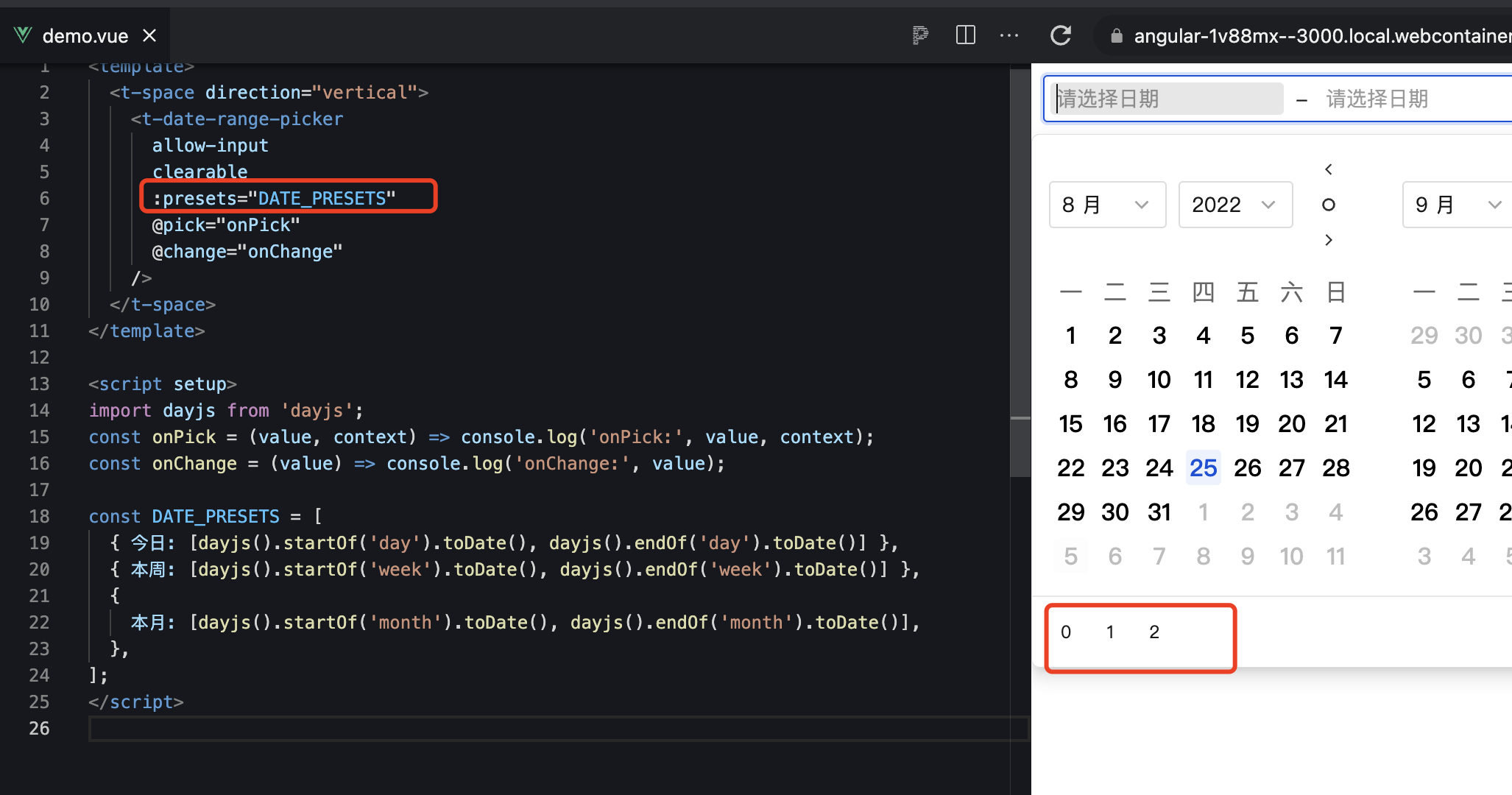 [daterangepicker] Presets 需支持字符串、时间戳、日期等多种数据格式 · Issue 1504 · Tencent Tdesign Vue Next · Github