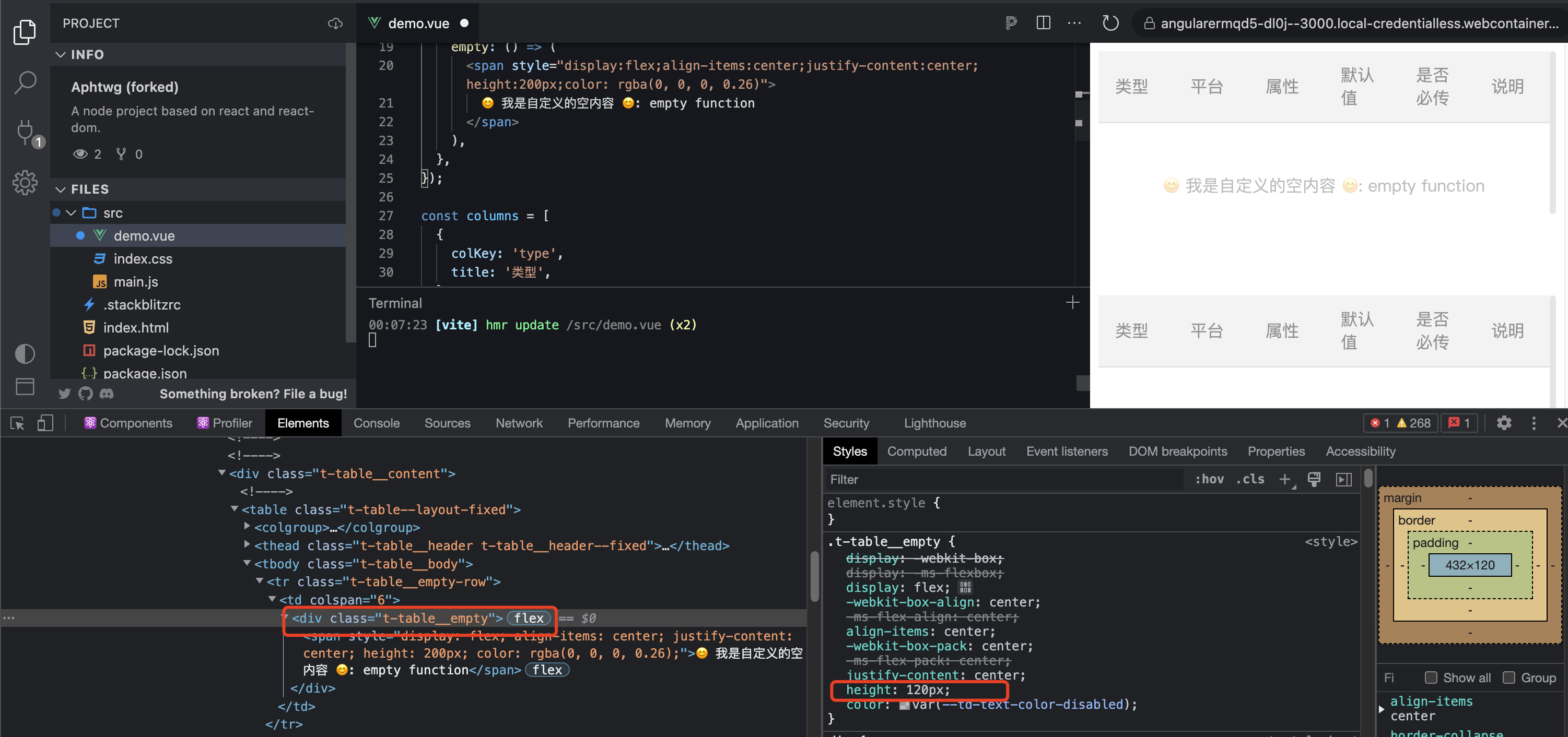 [Table] 无数据，全局设置通用结果显示，高度被限制，显示不全 · Issue #2104 · Tencent/tdesign-vue-next · GitHub