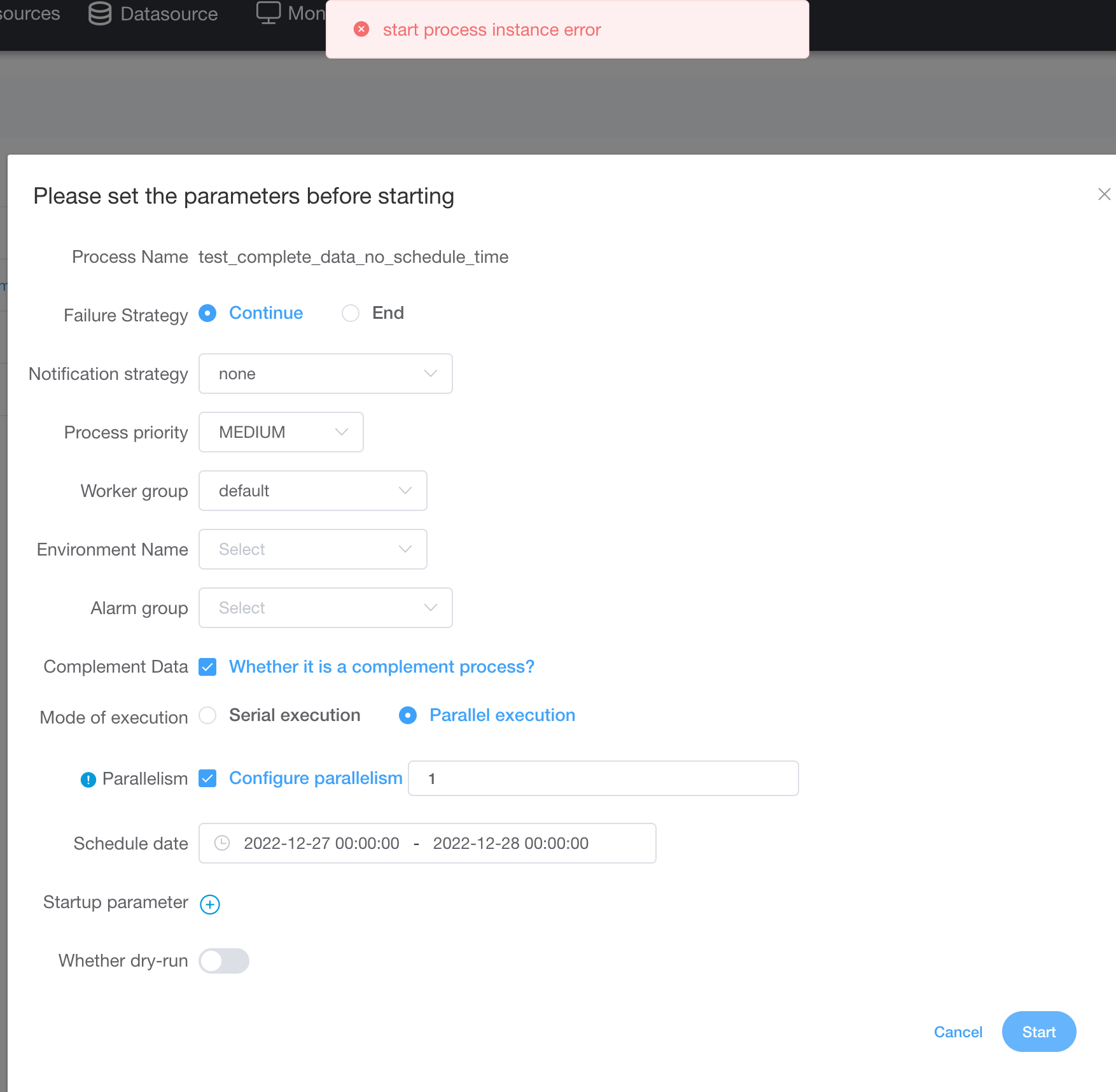[Bug] [Api] When serial complement is a process configured with timing scheduling, an error will ...