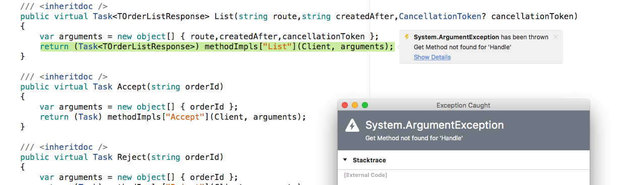 Argumentexception Get Method Not Found For Handle · Issue 413
