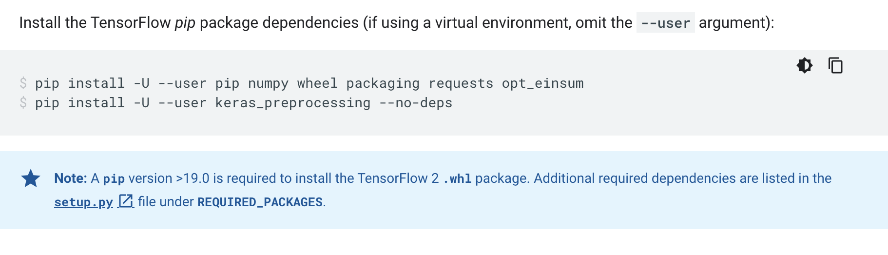 Building TF from source instructions clarification wrt Python packages ...
