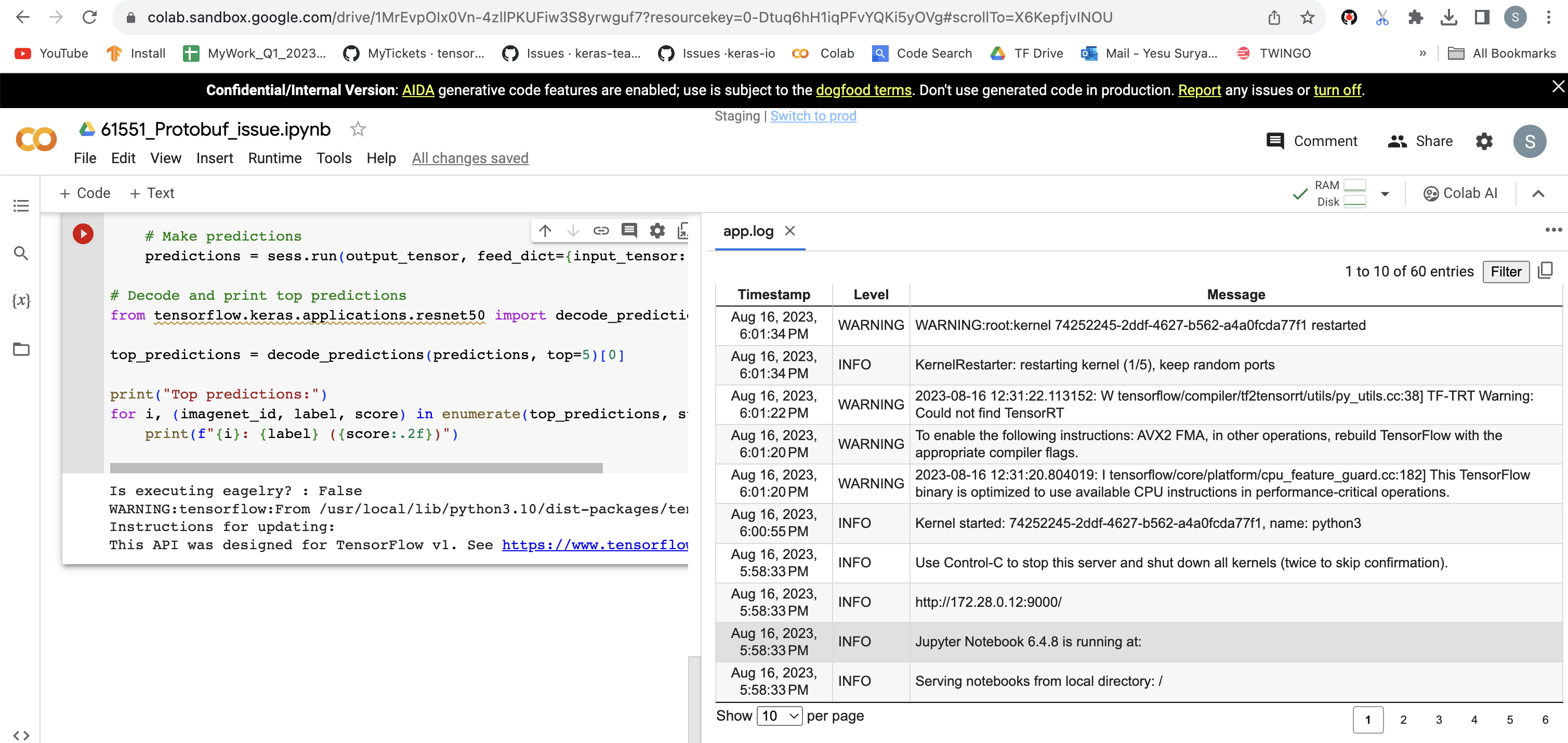 Protobuf 4.24.0 break tensorflow and causes segfault with TF 2.12 ...