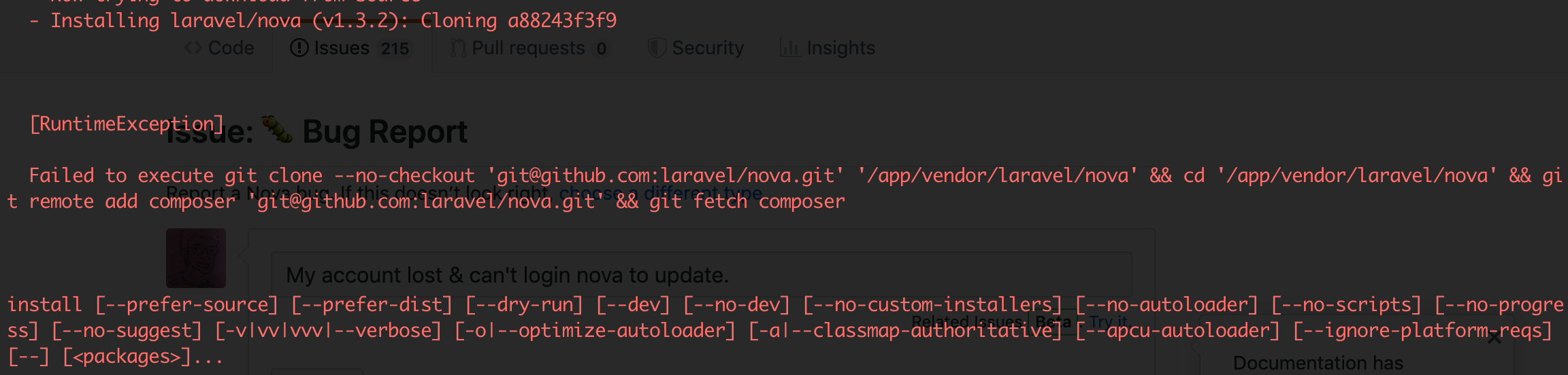 My Account Disappeared Sos Composer Update Error With Authjson · Issue 1763 · Laravel