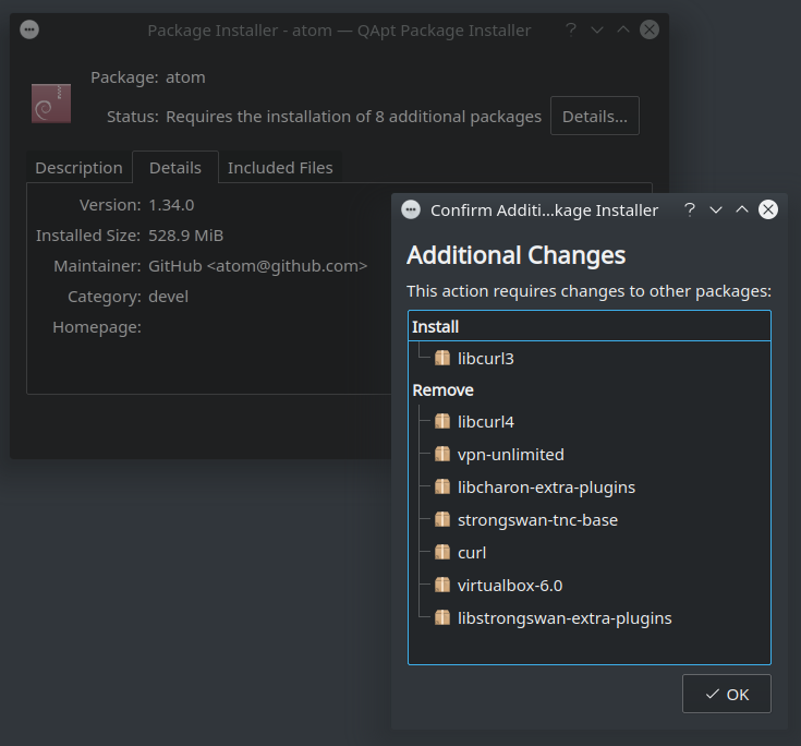 Can't update because of libcurl conflicts. Ubuntu 18.04 · Issue #18758 · atom/atom · GitHub