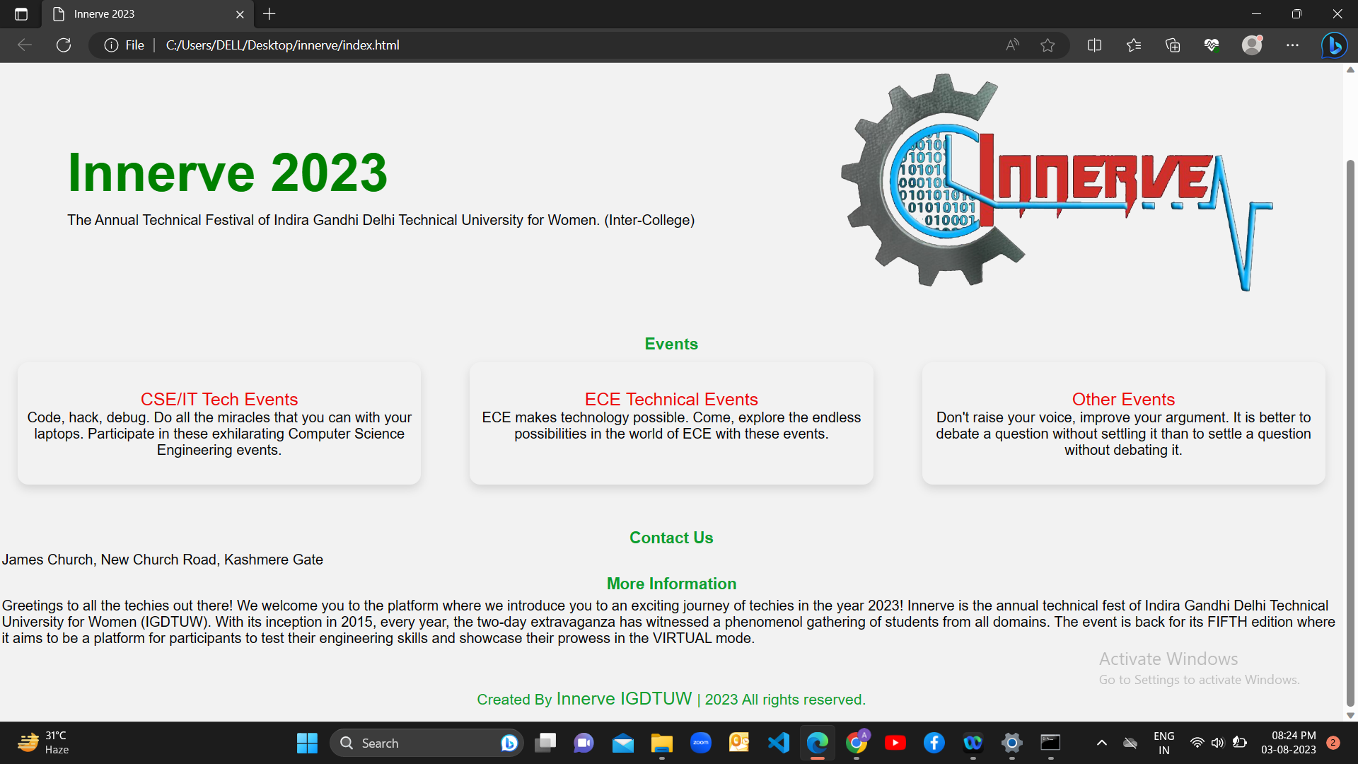 GitHub - Aditi-Pharasi/Web-dev-project: Representing a basic landing page of innerve using html ...