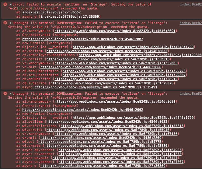 Localstorage 5mb limit issue · Issue #245 · WalletConnect/web3inbox · GitHub