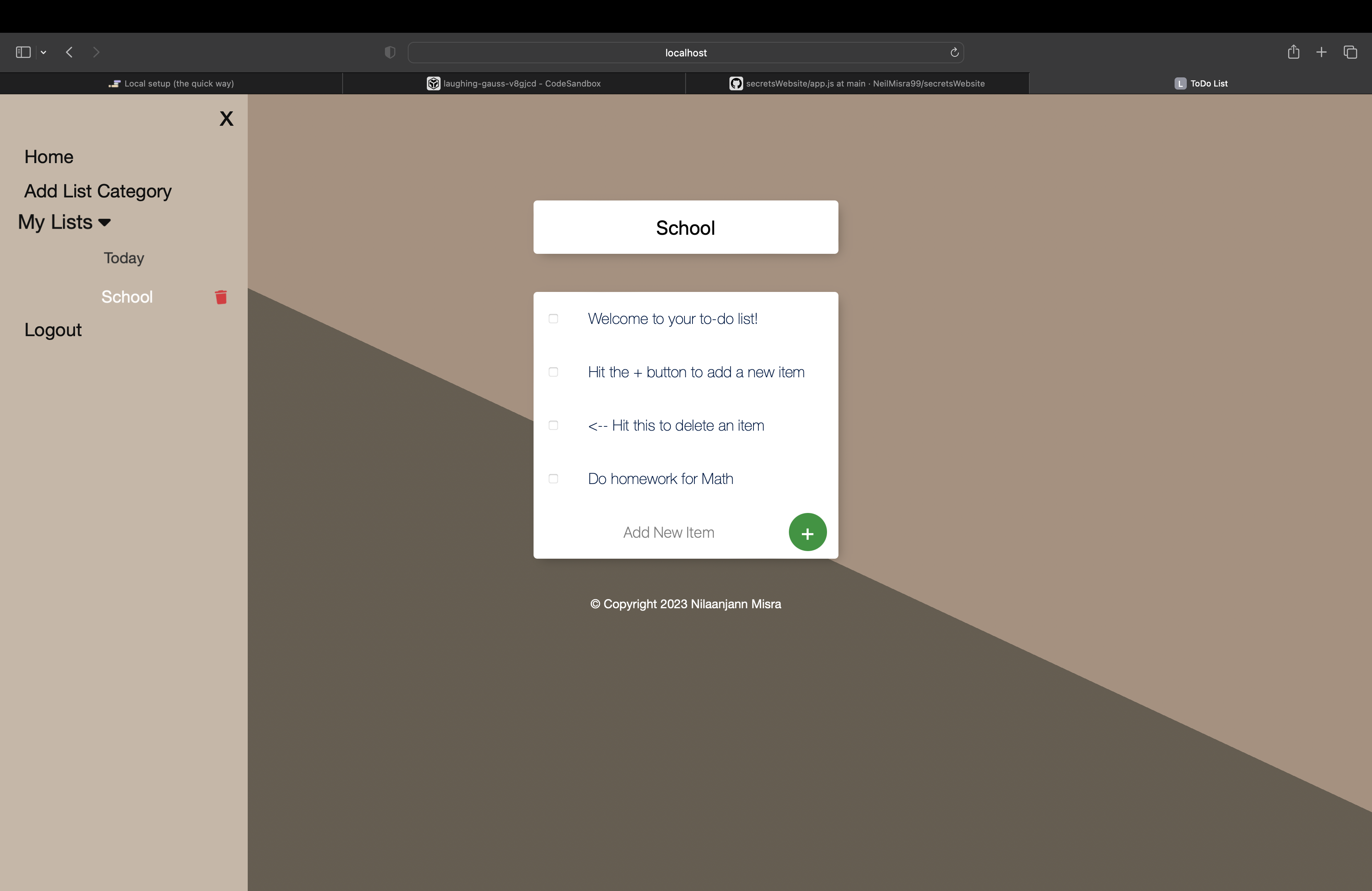 GitHub - NeilMisra99/toDoList: A simple to-do list site that is hosted online in its entirety ...
