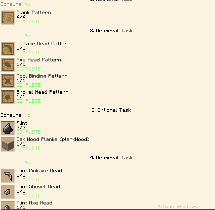 change your first tool quests tasks (except from the end task) to ...