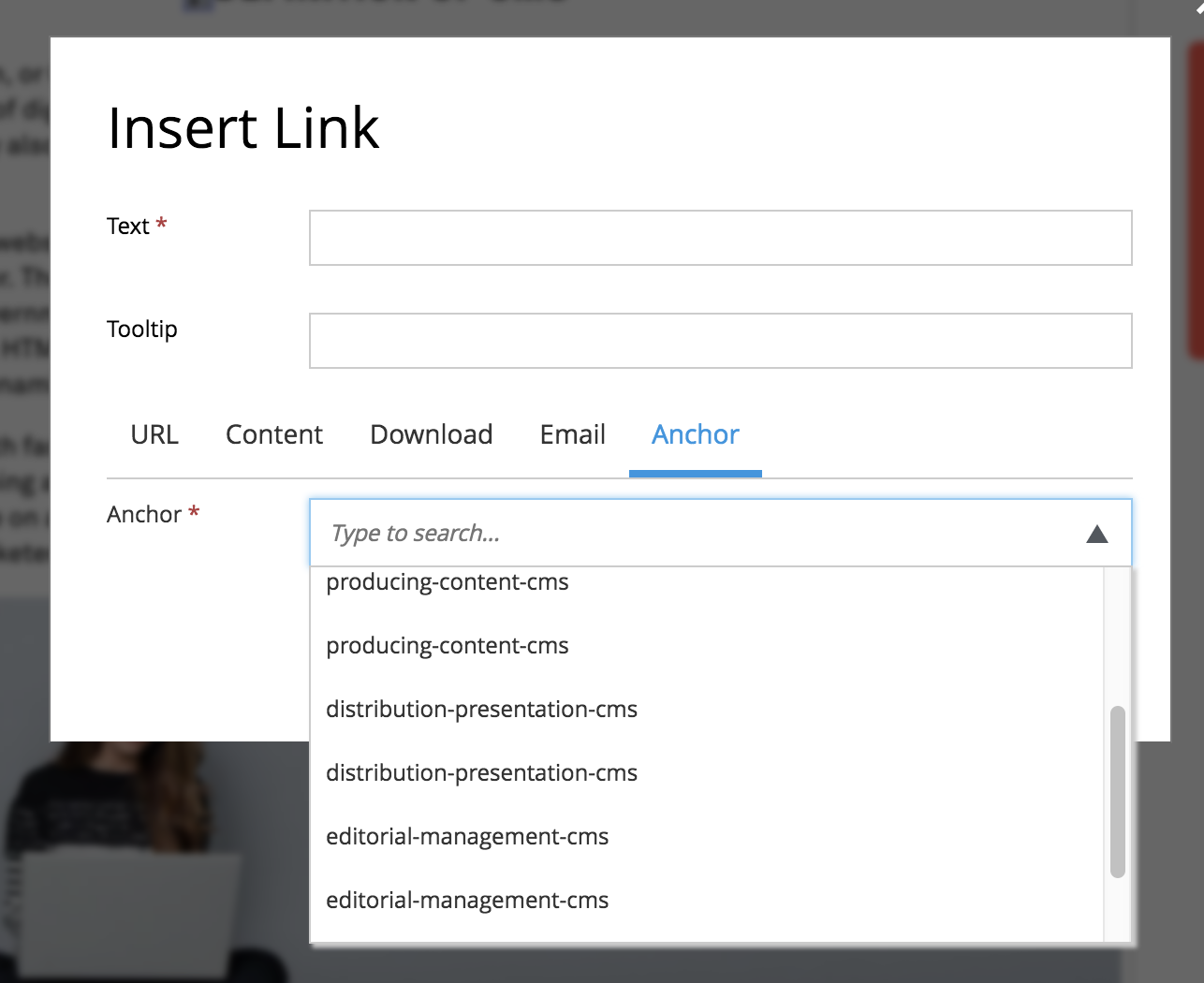 Cke Anchors Are Duplicated In The Insert Link Dialog · Issue 654 · Enoniclib Admin Ui · Github