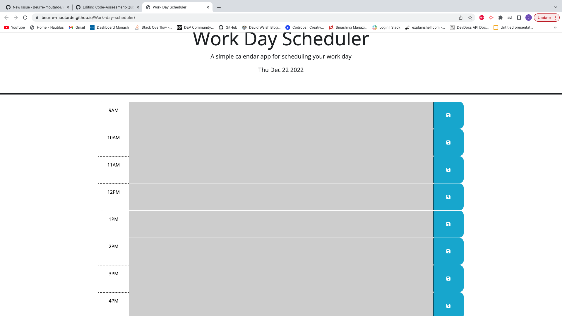 GitHub - Beurre-moutarde/Work-day-scheduler: Project 5