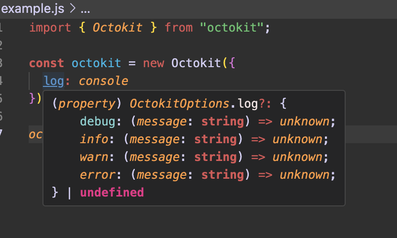 Bug `log` Option Doesnt Work But The Types Suggest That It Should · Issue 2571 · Octokit