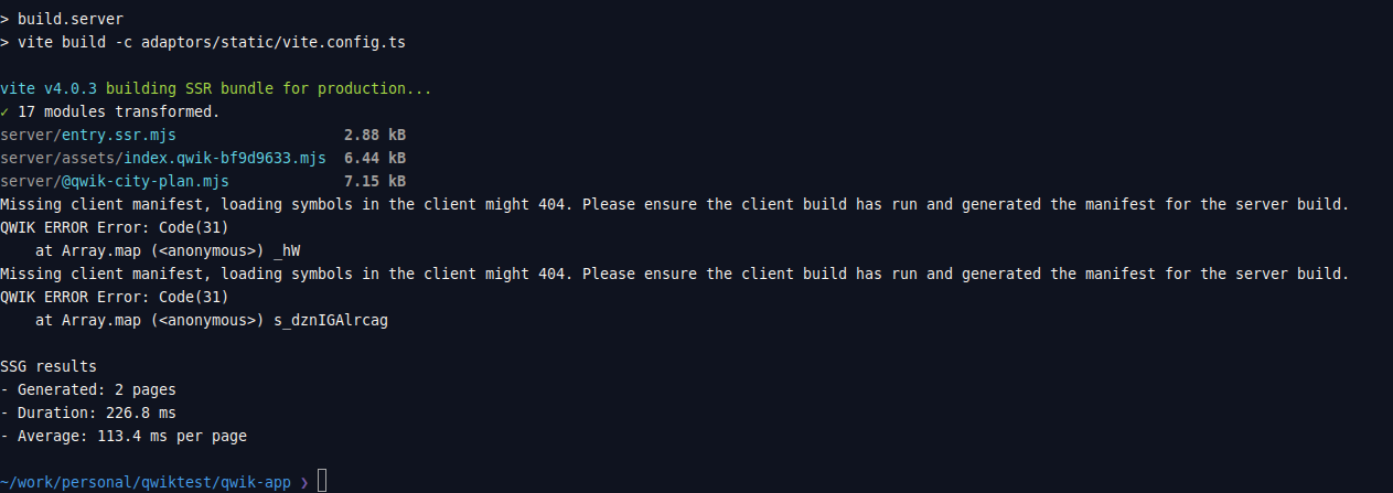[🐞] SSG/UseClientEffect$ crash · Issue #2758 · QwikDev/qwik · GitHub