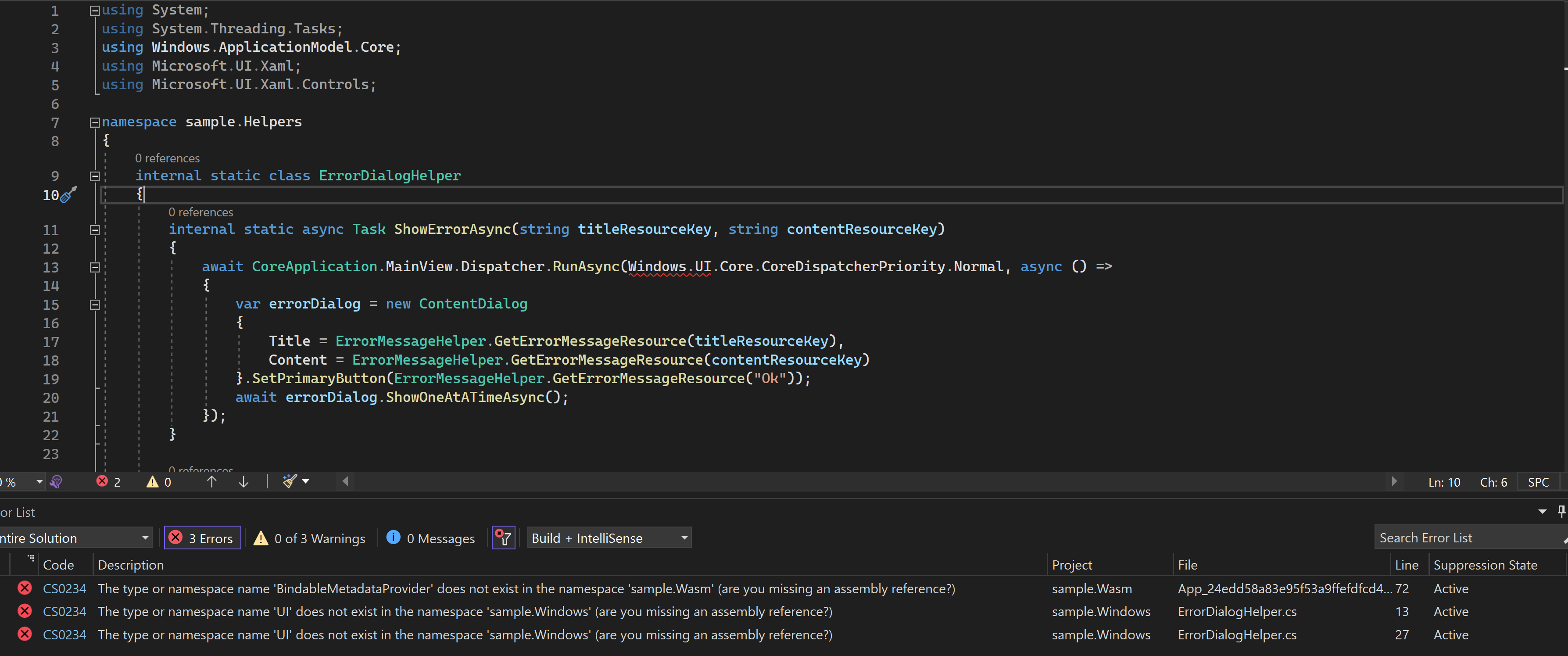 DataGrid sample not working for WinUI( Microsoft.UI.Xaml.Markup.XamlParseException ...