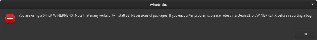 suppress: warning: You are using a 64-bit WINEPREFIX. · Issue #1949 ...