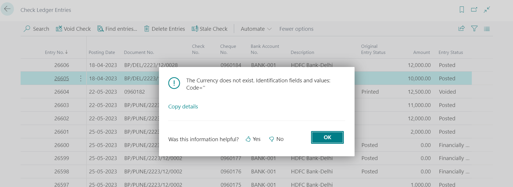 Cheque Voiding - Need to check and compare the Code for NAV16 & BC. · Issue #582 · 3ktech ...