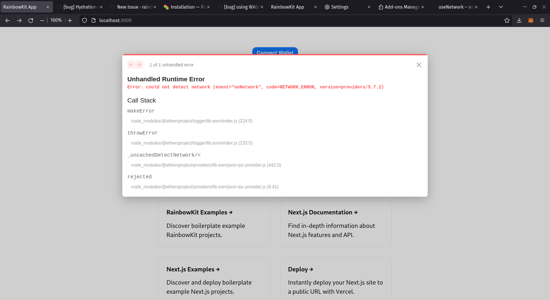 Rainbow can't detect network · Issue #857 · rainbow-me/rainbowkit · GitHub