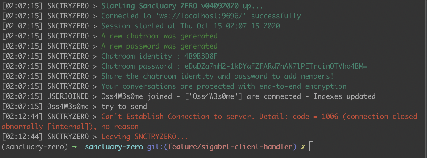 Handle SIGABRT in the client application elegantly · Issue #27 · gridhead/sanctuary-zero · GitHub